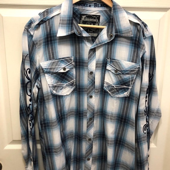 Buckle | Shirts | Buckle Black Label Mens Embroidered Plaid Large ...